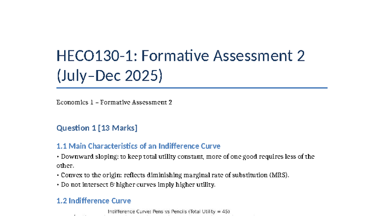 HECO130 Formative Assessment 2: Economics Concepts & Analysis - Studocu
