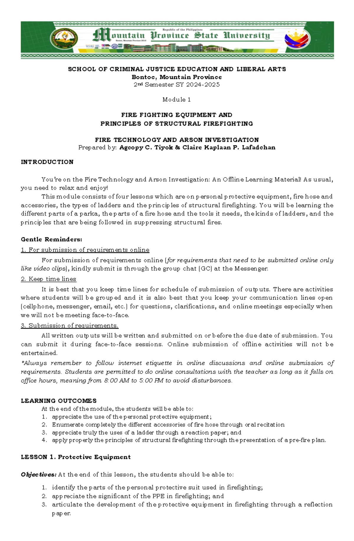 Module 1: Fire Fighting Equipment & Structural Firefighting Principles ...