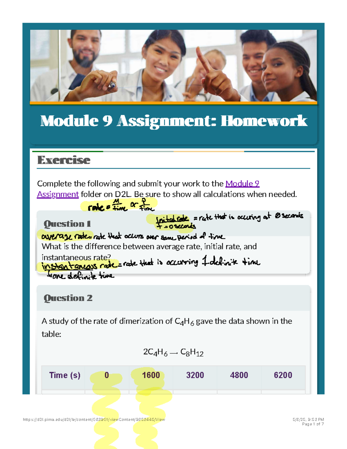 Module 9 Assignment: Homework on Reaction Rates - CHM152IN - Studocu