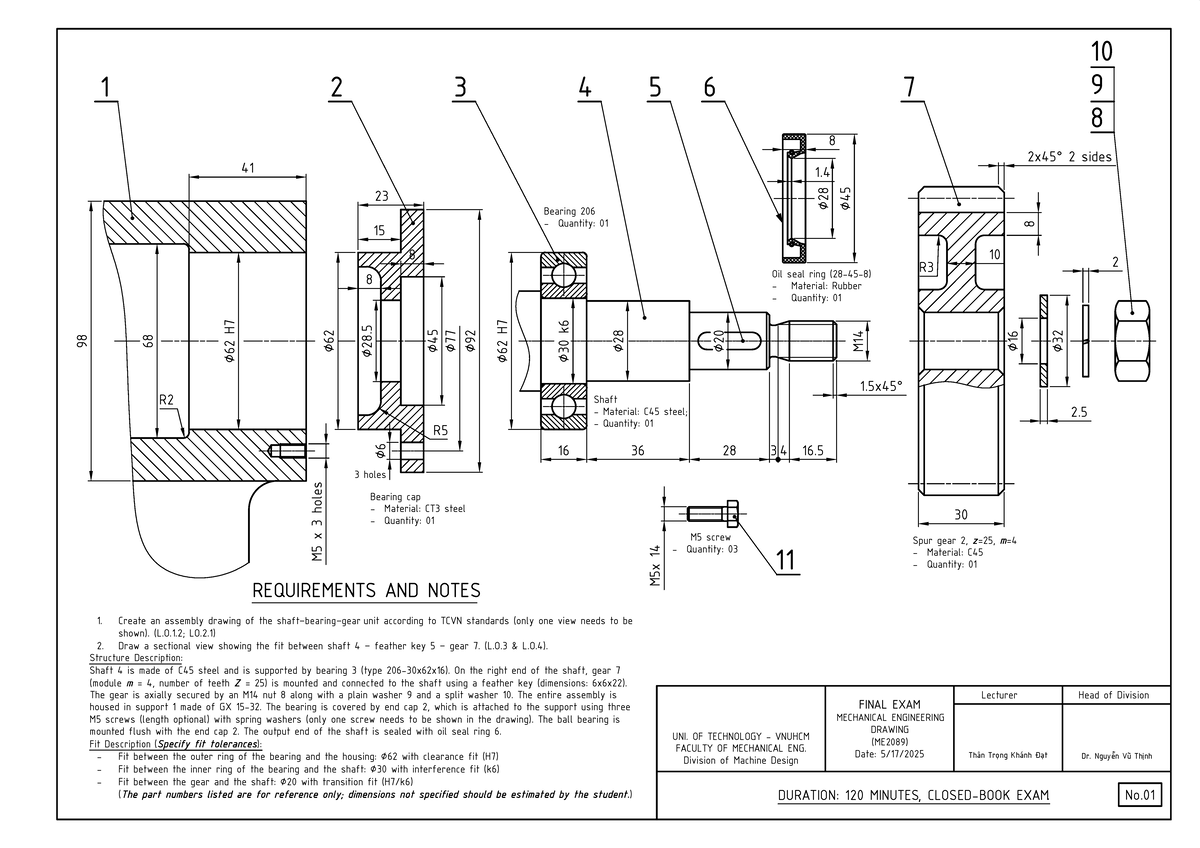 Final Exam ME2089: Mechanical Engineering Drawing Overview - Studocu