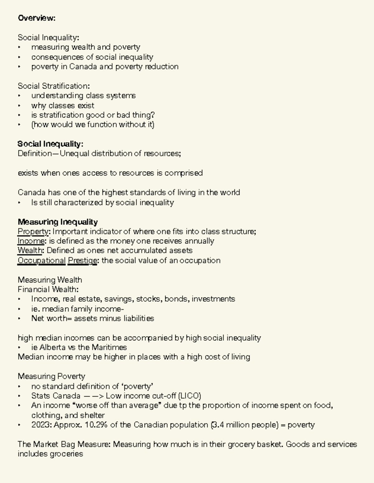 SOC 202: Midterm Notes on Social Inequality and Class Systems - Studocu