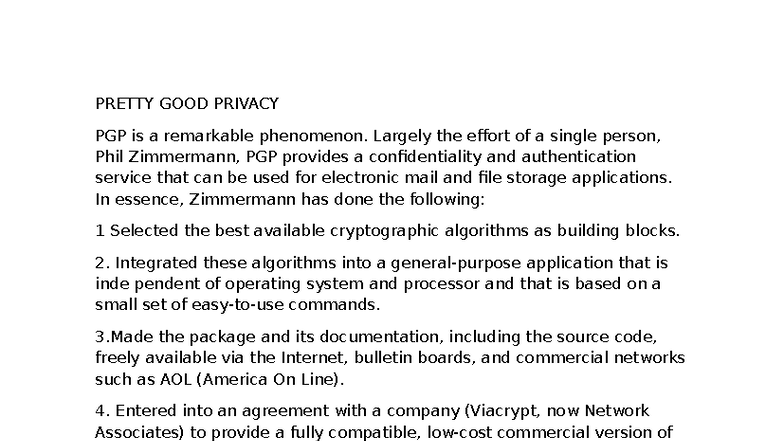 CNS 5 - PGP Overview: Confidentiality & Authentication Insights - Studocu