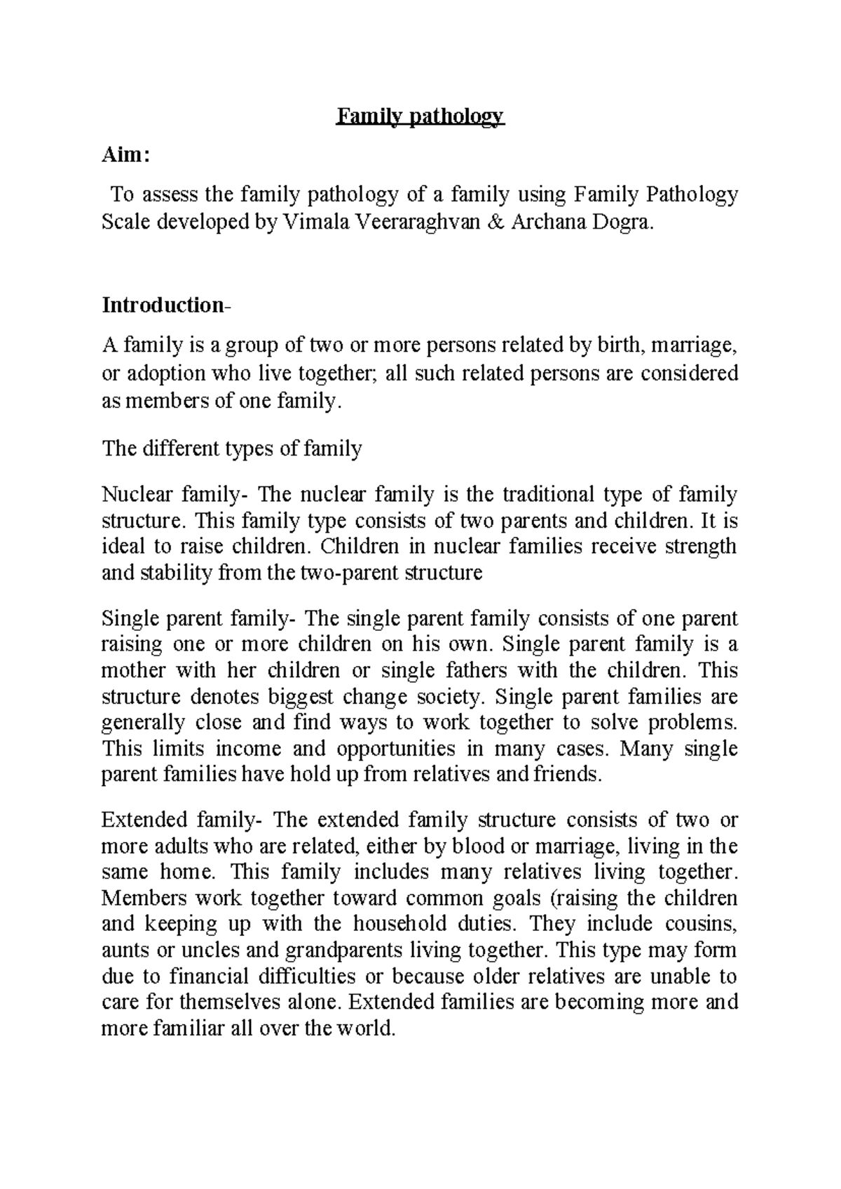 Family Pathology Assessment Report (9396) - Studocu