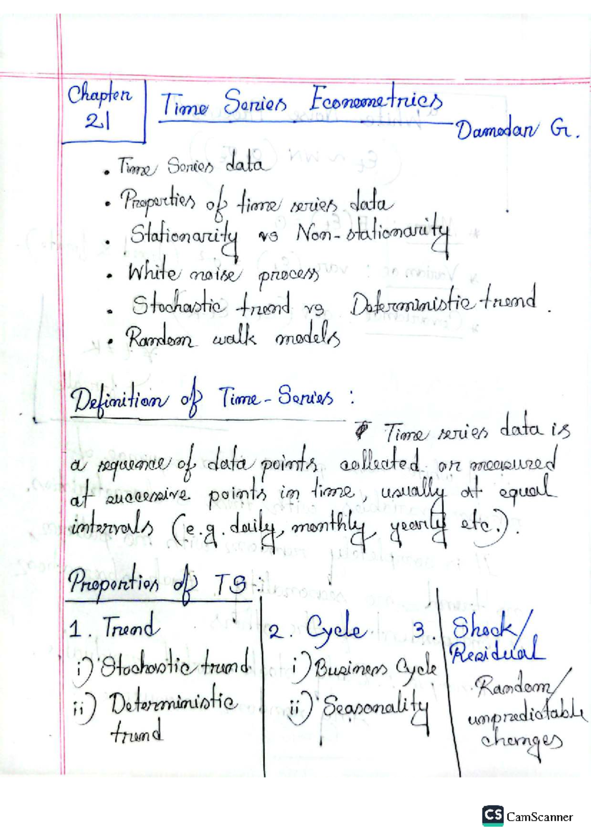 Chapter 21: Time Series Econometrics Overview and Key Concepts - Studocu