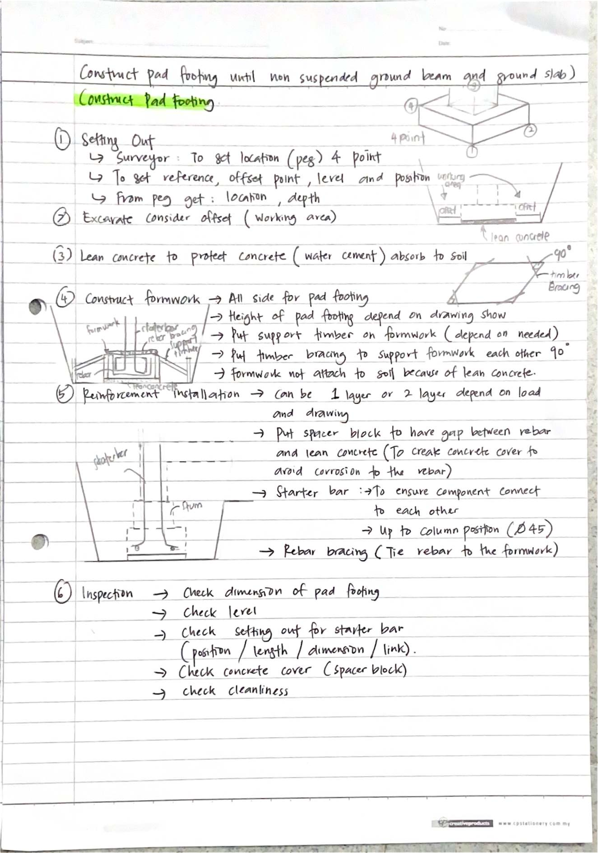 Construct Pad Footing & Ground Beam Installation Guide (ENG 101) - Studocu