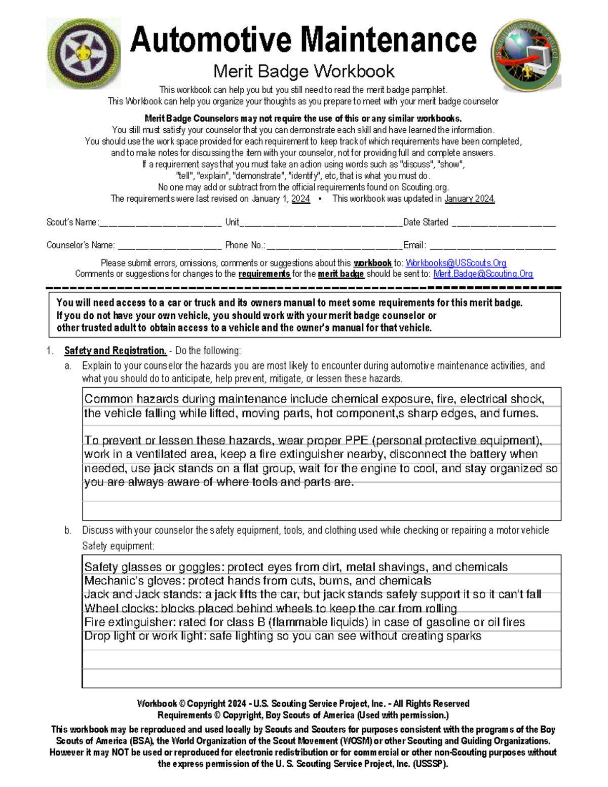 Automotive Maintenance Merit Badge Workbook (Updated Jan 2024) - Studocu