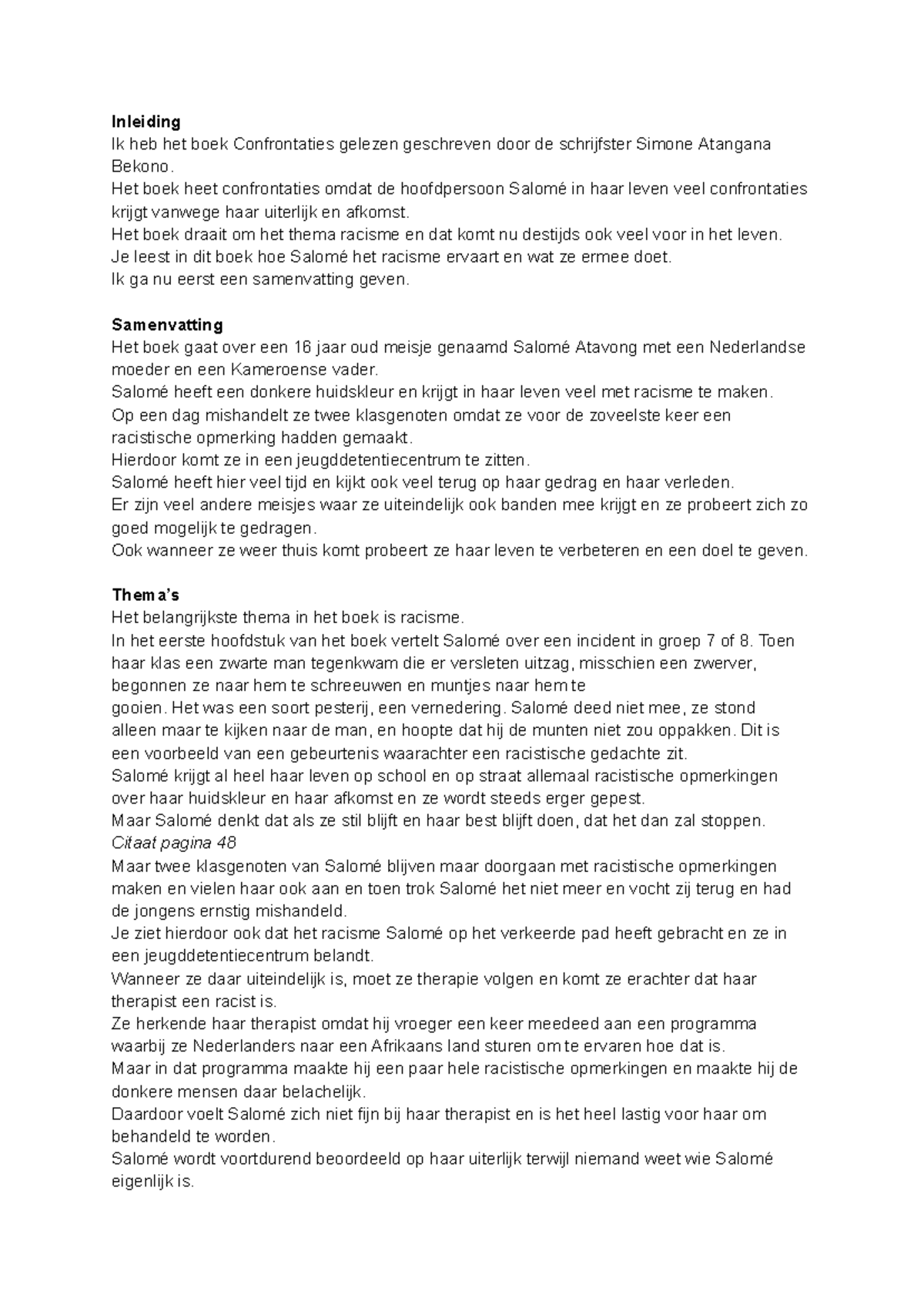 Nederlands Referaat T4: Analyse van 'Confrontaties' van S. Atangana ...