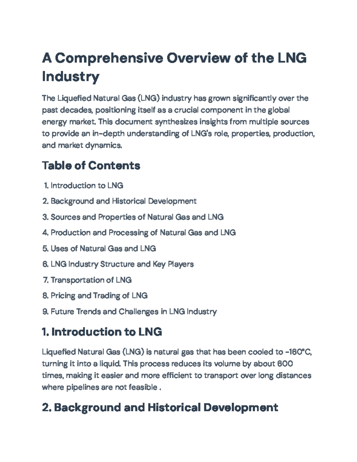 Comprehensive Overview of LNG Industry: Trends & Challenges (ENG 101 ...