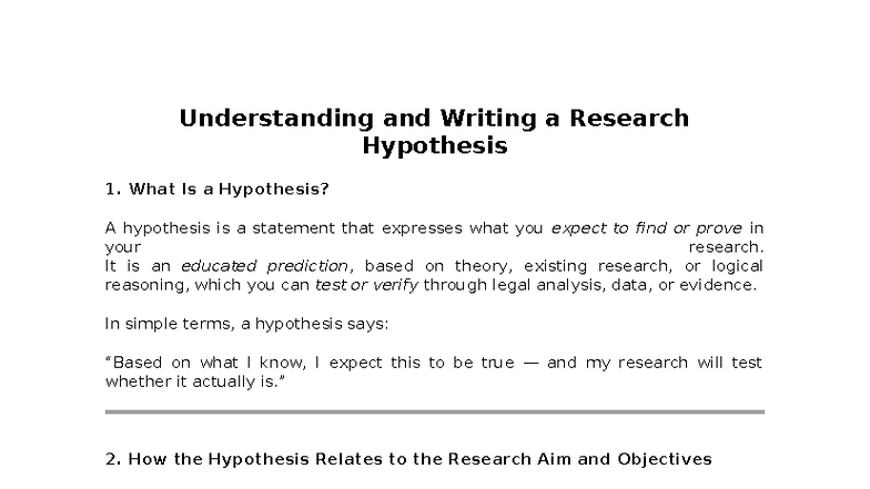 Understanding and Writing a Research Hypothesis: Key Concepts and Steps ...