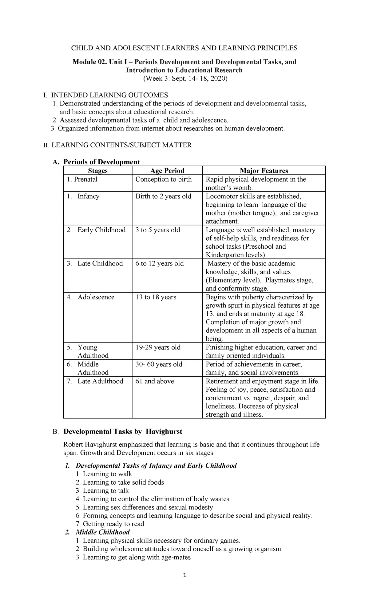 Module 1: Child & Adolescent Learning Principles - Growth & Development ...