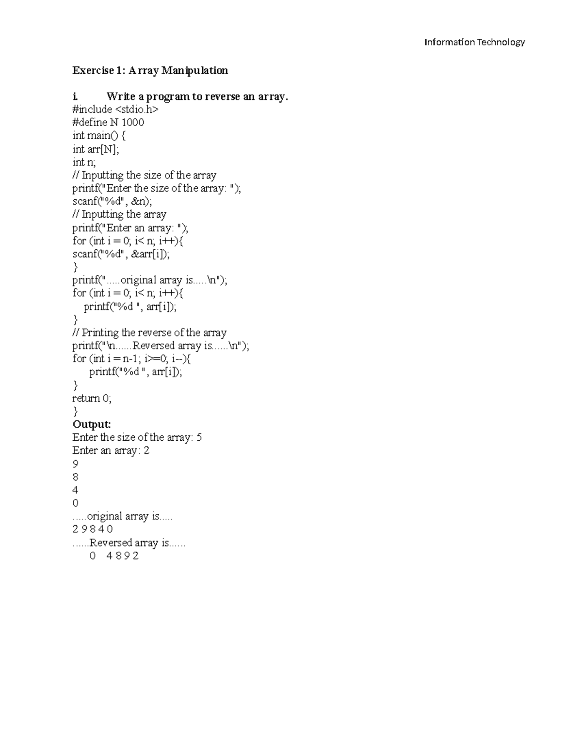 DS Lab Manual R23: Final Exam on Array & Linked List Implementations - Studocu
