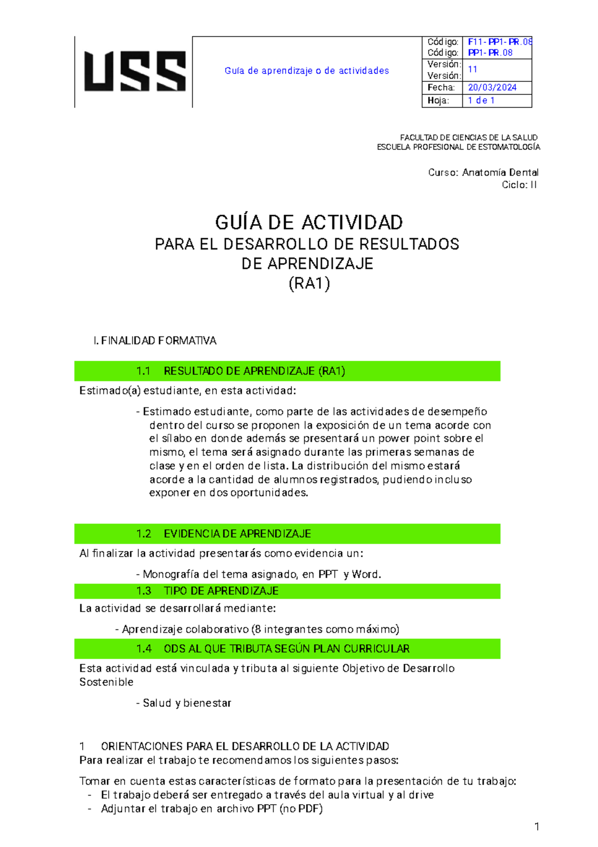 Guía de Aprendizaje para Actividad - Anatomía II - Cód Cód 1 - Studocu