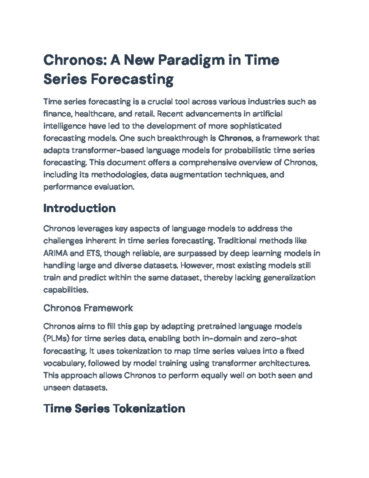 Chronos: Advanced Framework for Time Series Forecasting in AI - Chronos ...