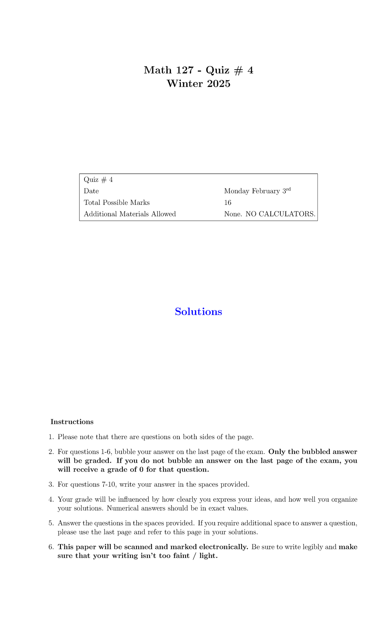 Math 127 Quiz 4 Solutions - Winter 2025 - Studocu