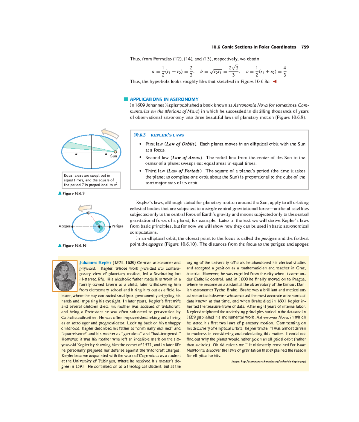 Calculus Anton: Conic Sections & Kepler's Laws (Ch10, Pages 781-782 ...