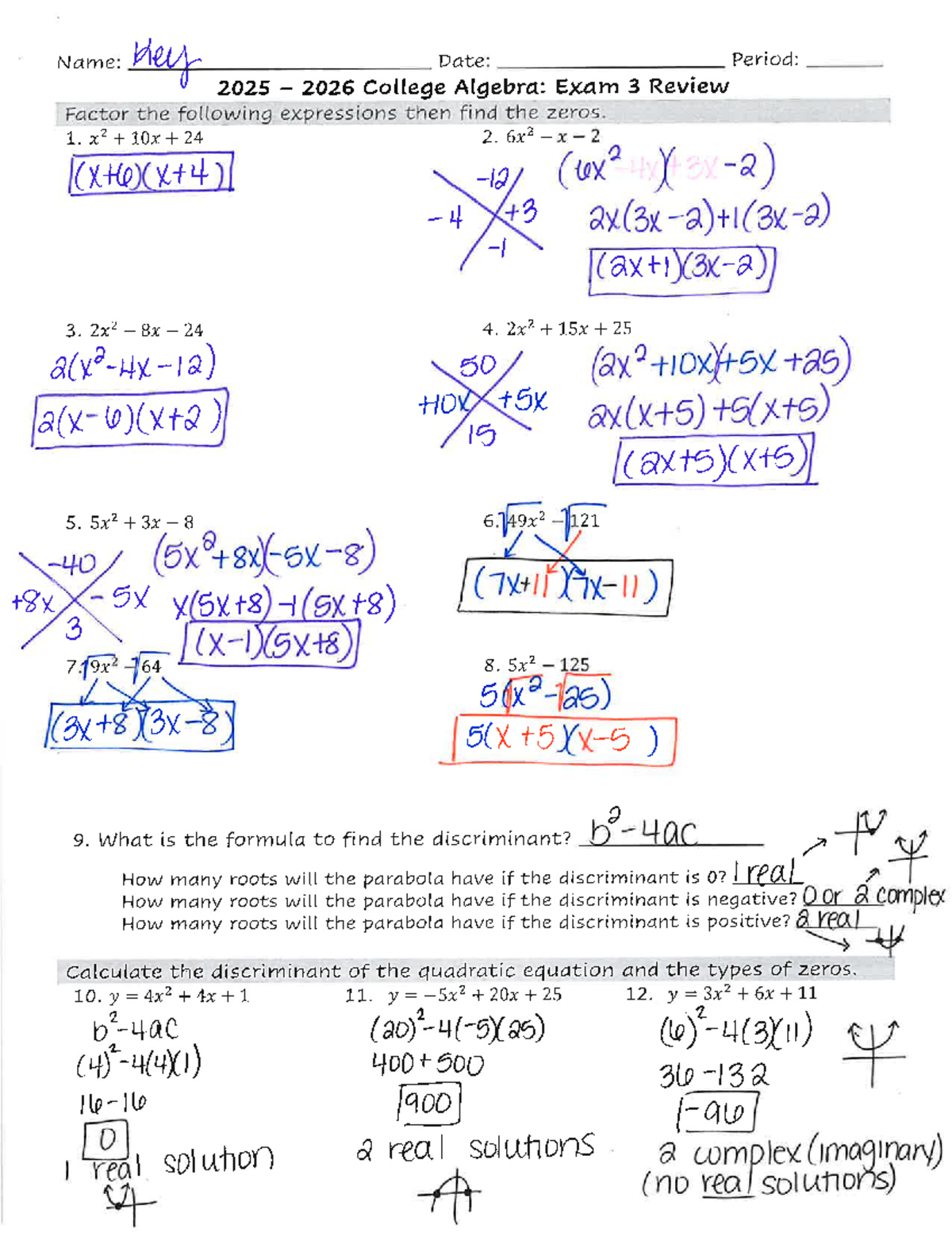 2025-2026 College Algebra: Exam 3 Review - Studocu