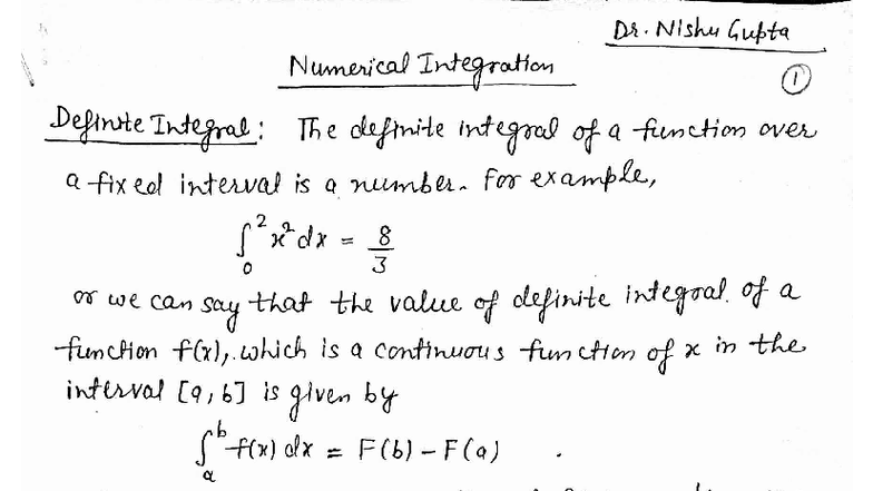 Numerical Integration Techniques: Definite Integrals & Quadrature (MATH 101) - Studocu