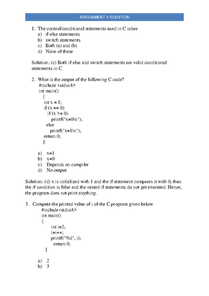 Programming in Java - Nptel - Assignments Solutions 2024 - PROGRAMMING IN JAVA Assignment 0 TYPE ...