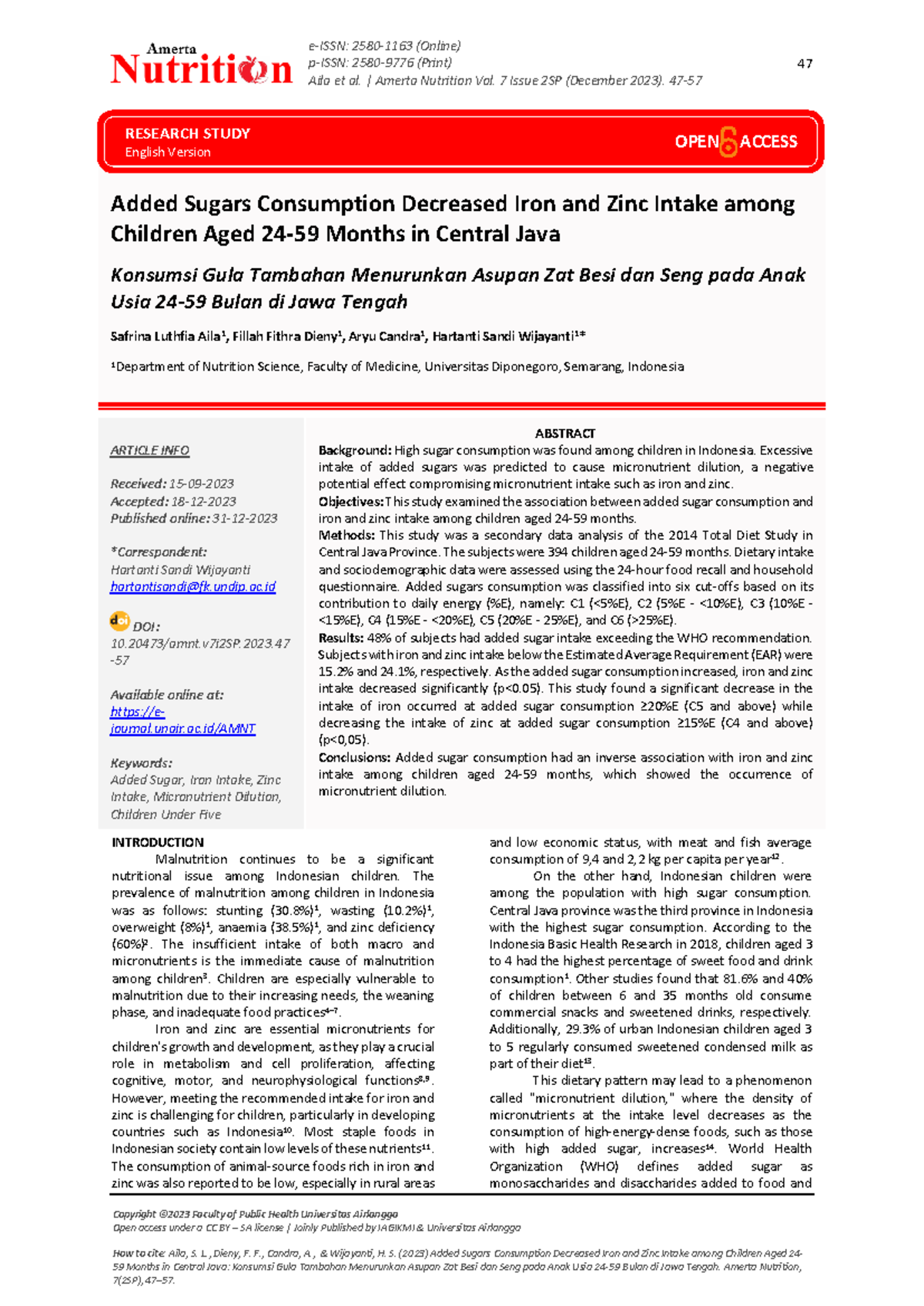 Added Sugars and Micronutrient Dilution: Iron & Zinc Intake in Children ...