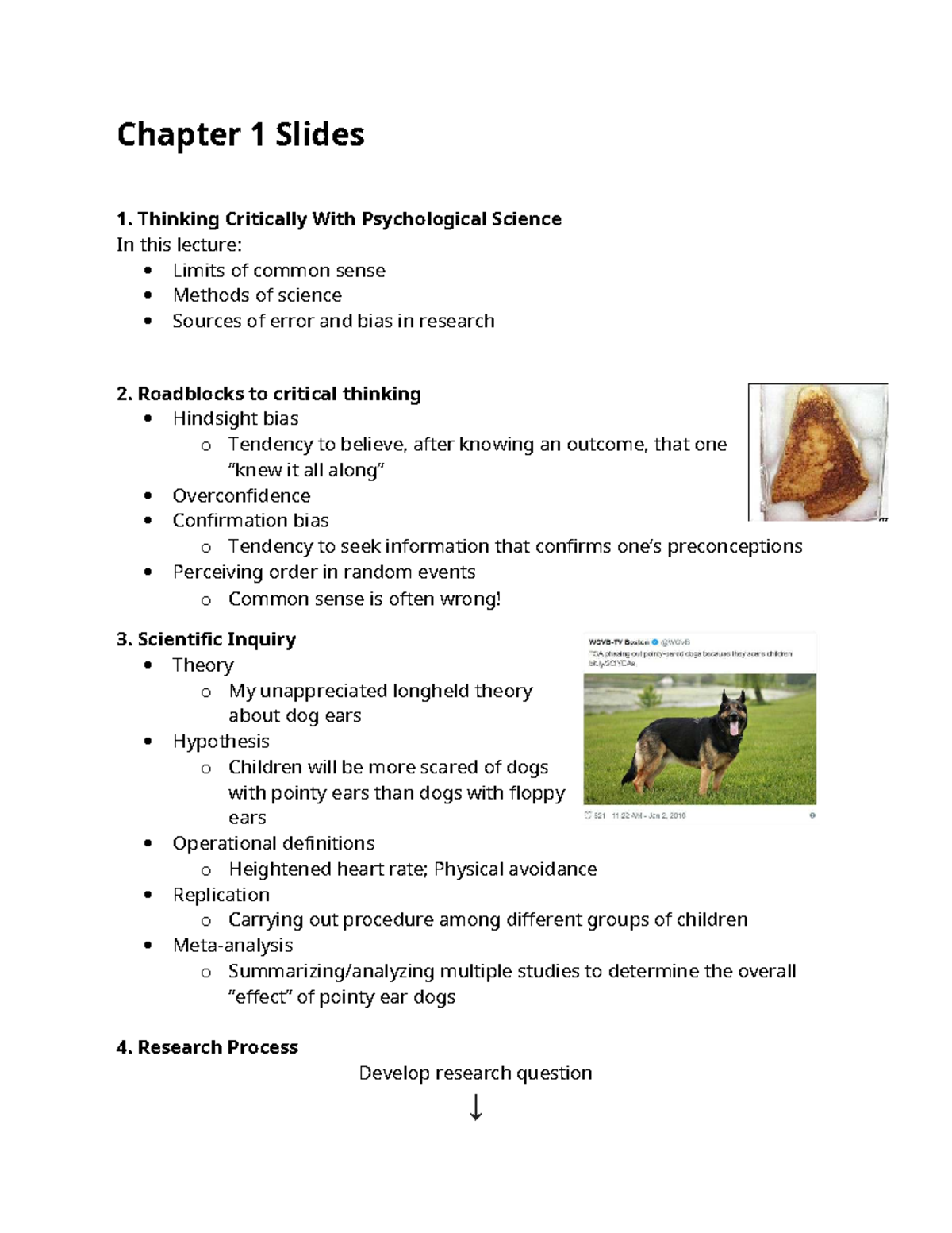 Psychology 101 Lecture: Critical Thinking & Research Methods Overview - Studocu