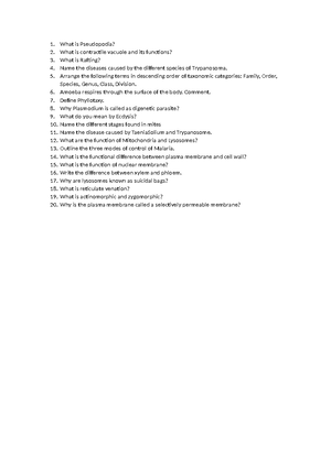 Remedial biology - question bank - SCHOOL OF HEALTH SCIENCES, Sushant ...