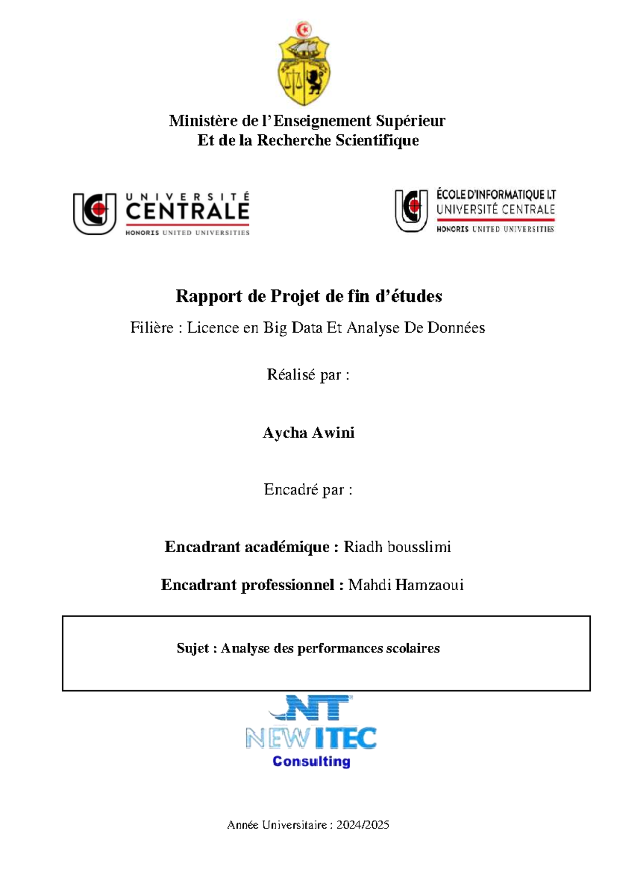 Rapport de Projet de Fin d'Études : Licence en Big Data et Analyse de Données - Studocu