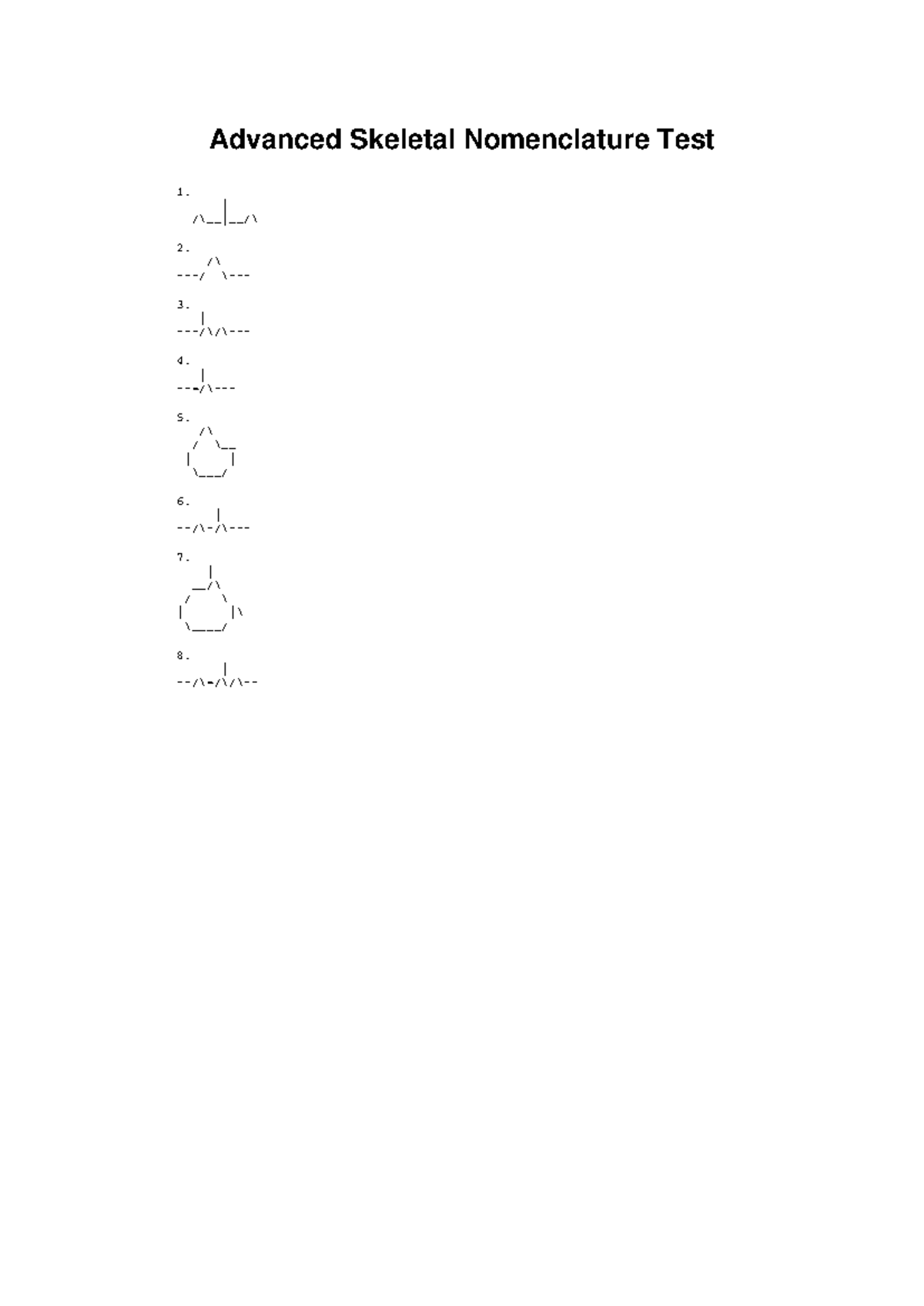 Nomenclature test - Practice naming alkanes - Chem261 - Advanced ...
