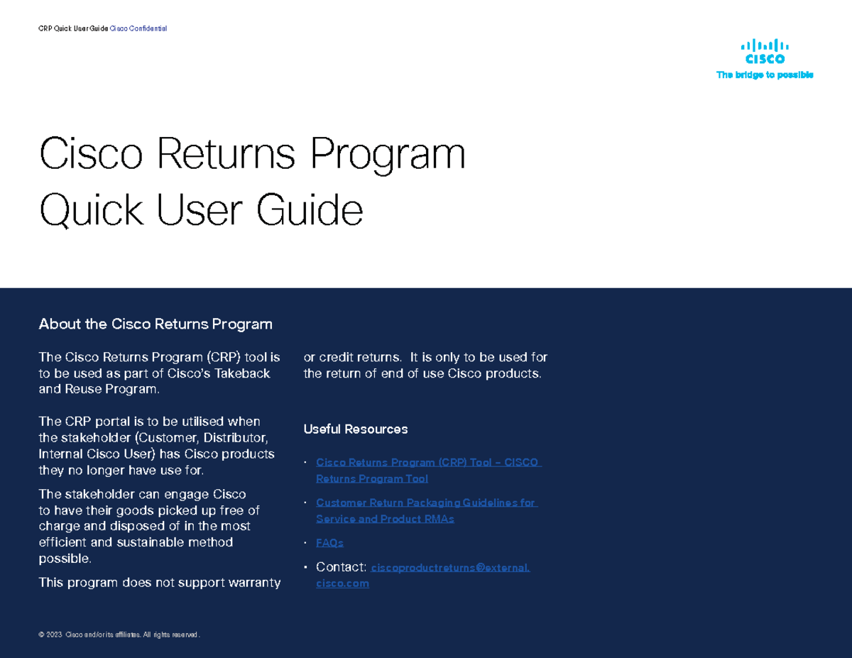 Cisco returns program step by step guide - ####### Document type ...