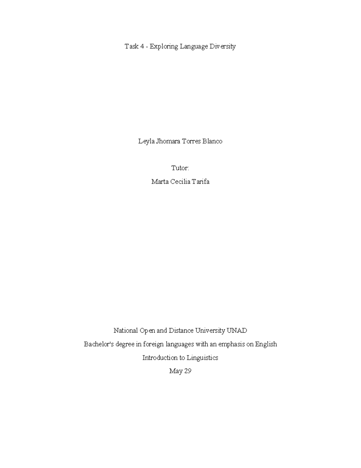 Task 4 - Exploring Language Diversity - Task 4 - Exploring Language ...