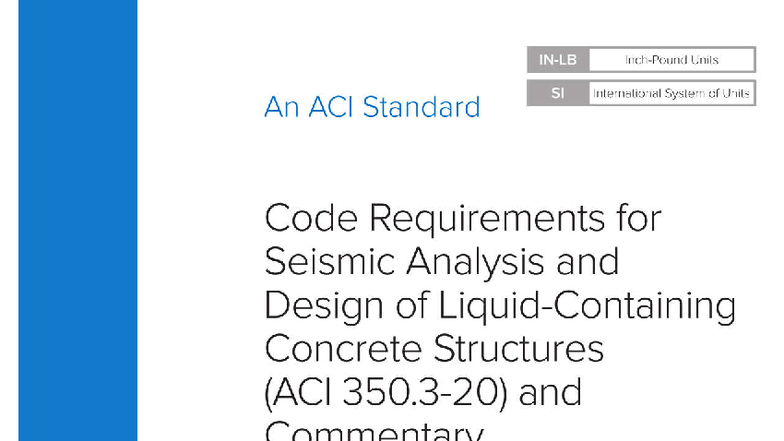 ACI 350: Seismic Analysis and Design of Concrete Structures - Studocu