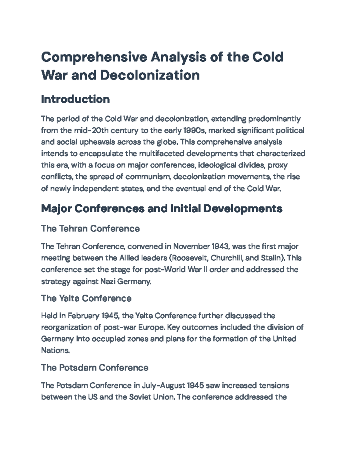 Cold War Dynamics and Decolonization Movements: A Comprehensive ...