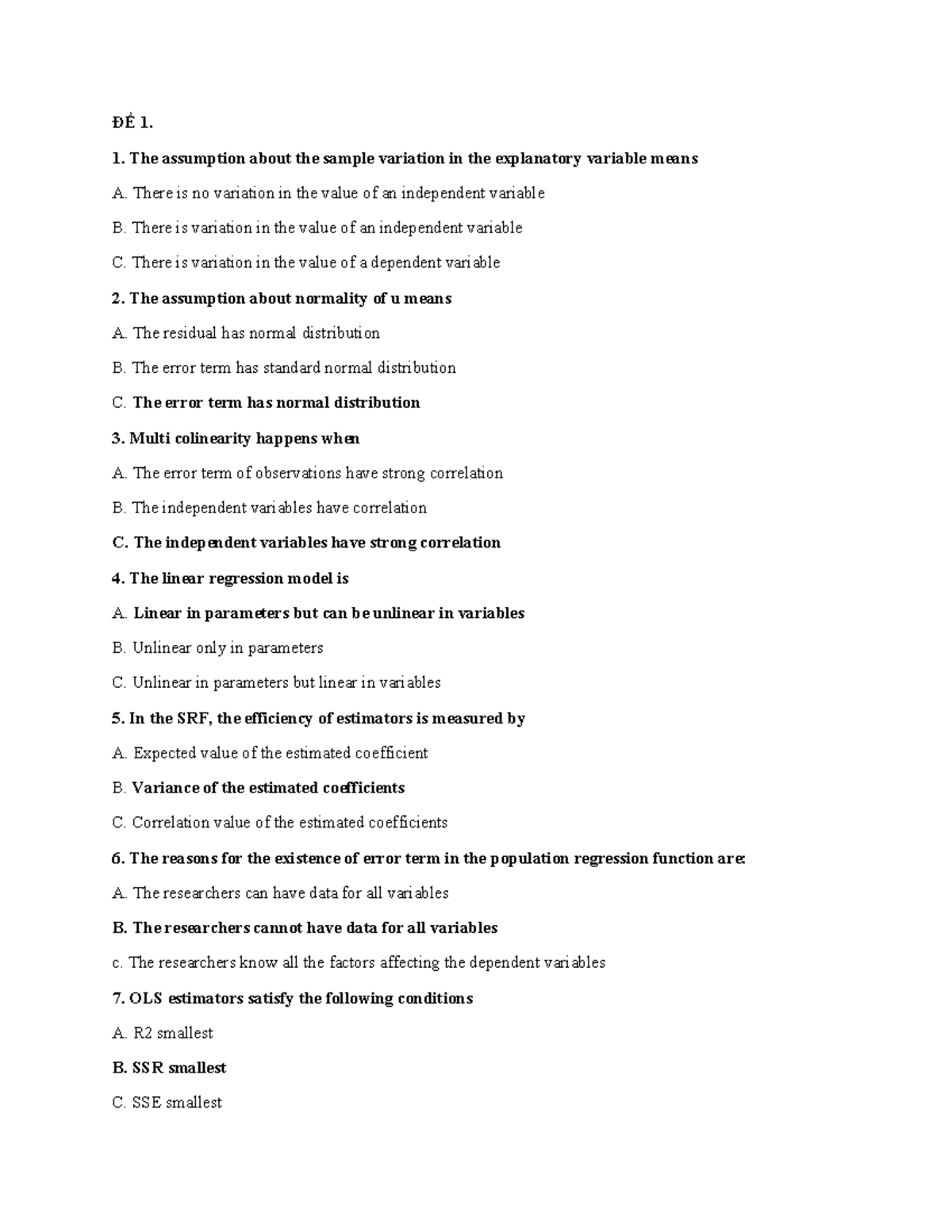 KTEE309 - practice questions on regression analysis and assumptions ...