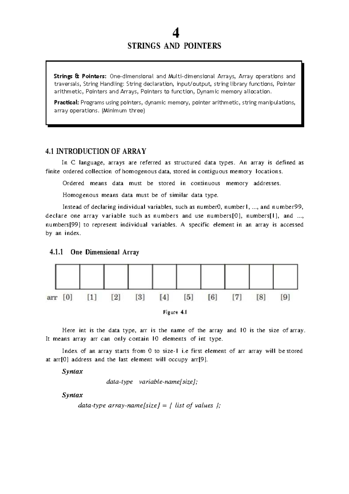 Chapter 4 - C Programming: Strings, Pointers, and Arrays - Studocu