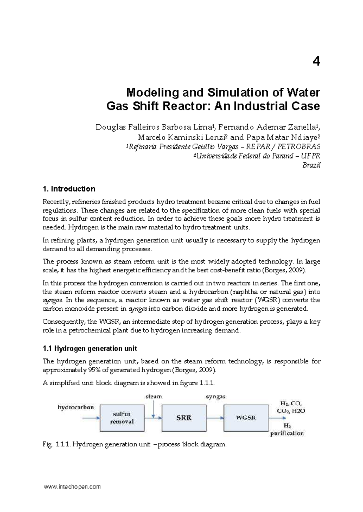Modeling and Simulation of Water Gas Shift Reactor: An Industrial Case ...