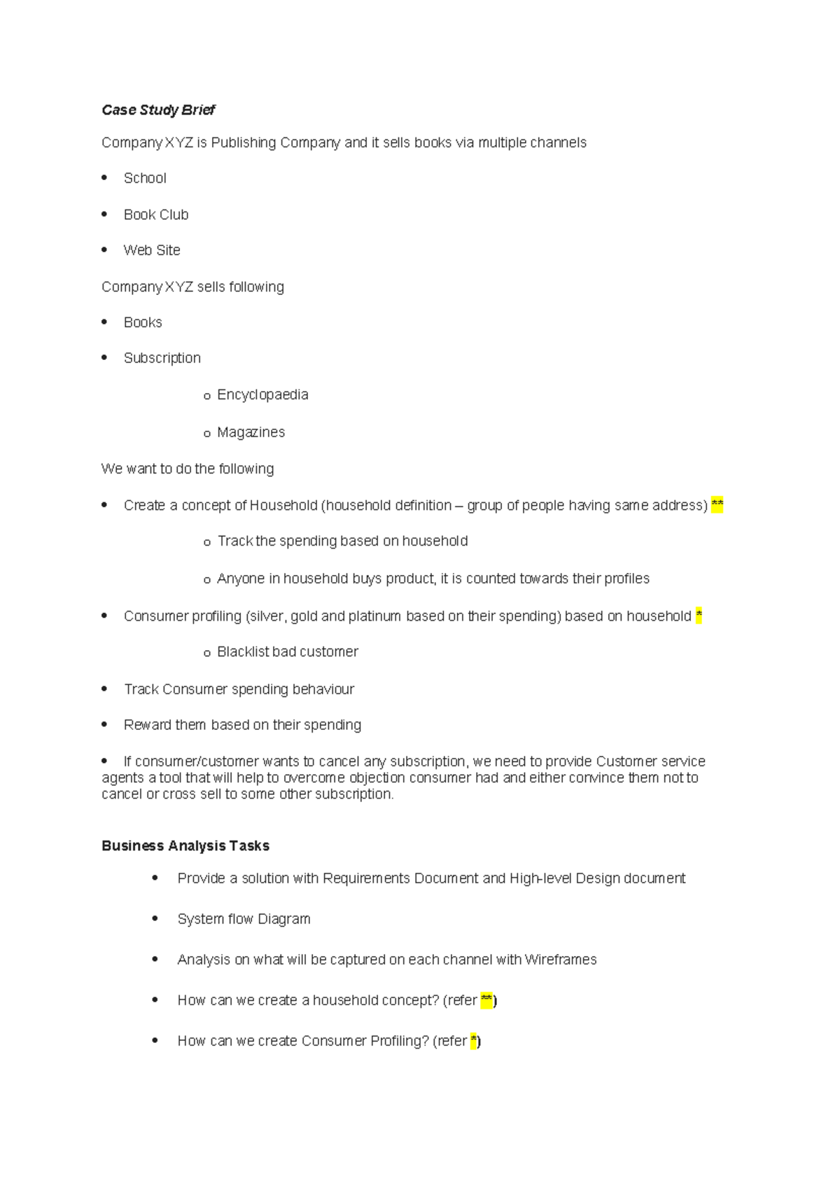 Case Study Analysis: Business Analyst for Company XYZ - Studocu