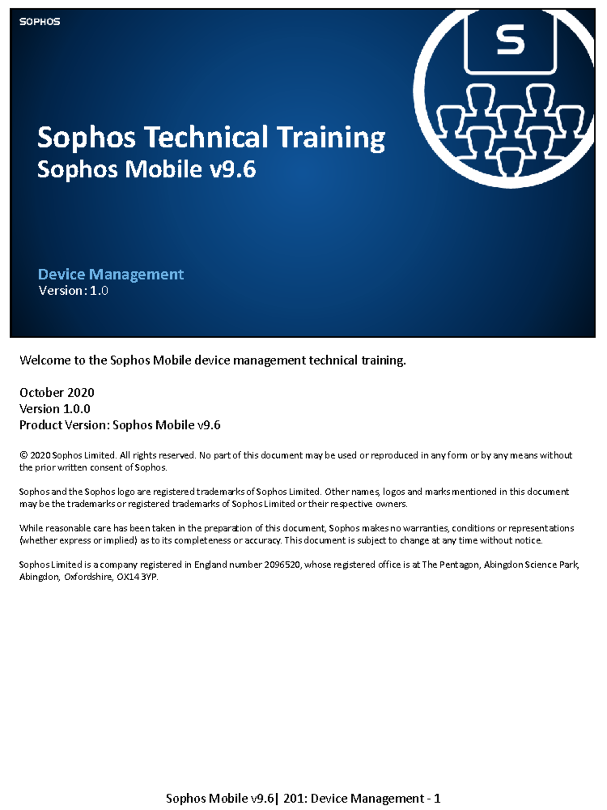 Sophos Mobile 201: Device Management Training v9.6 - Version 1.0 - Studocu