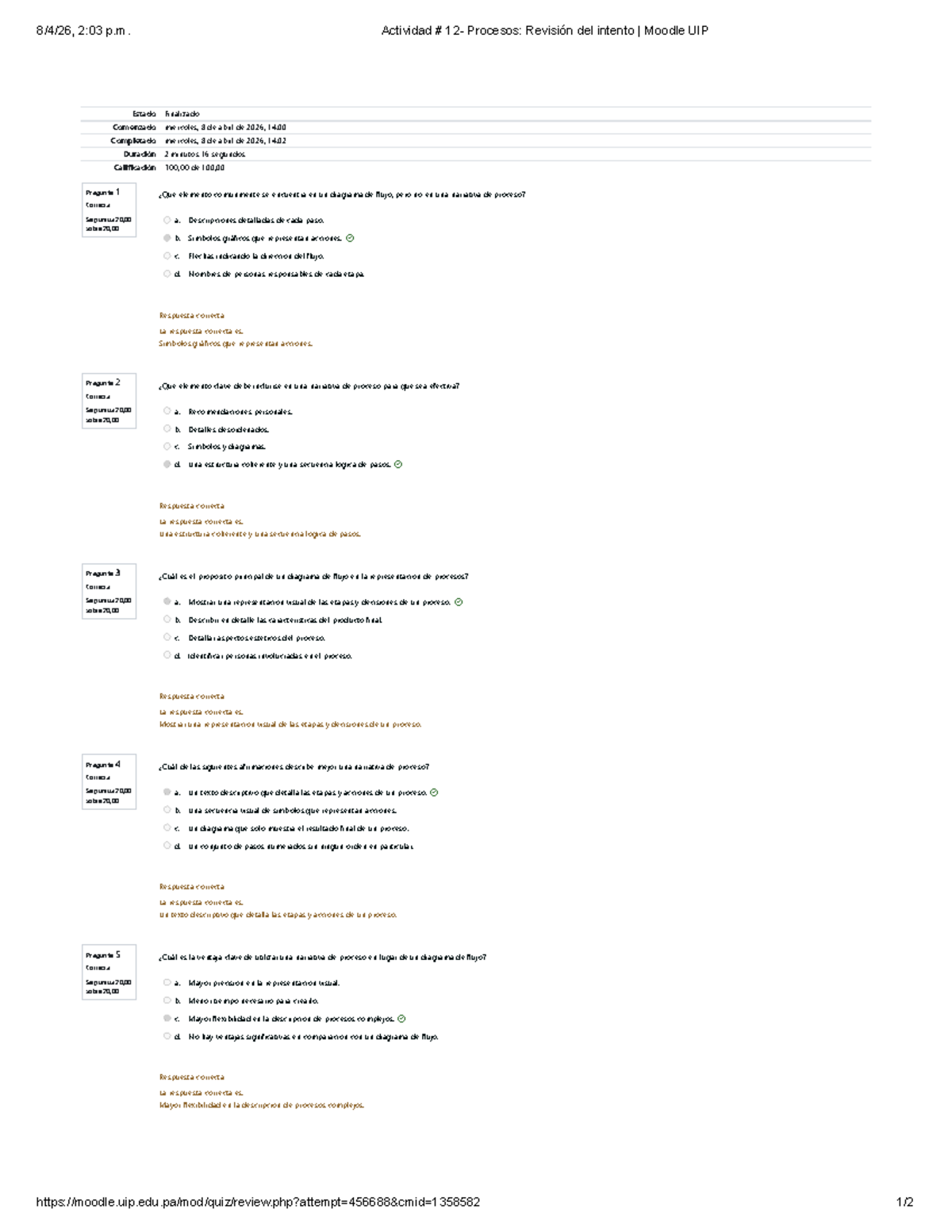 Actividad #12: Revisión de Procesos en Moodle UIP - Studocu