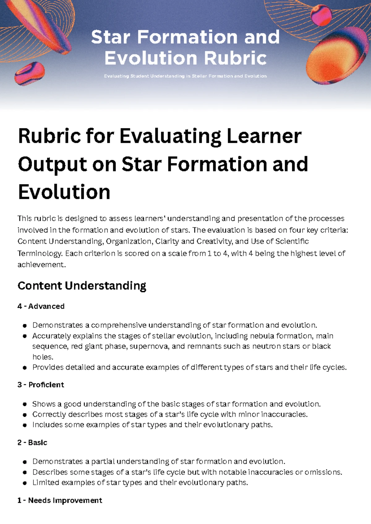 Activity Sheet: Understanding Star Formation Stages - Studocu