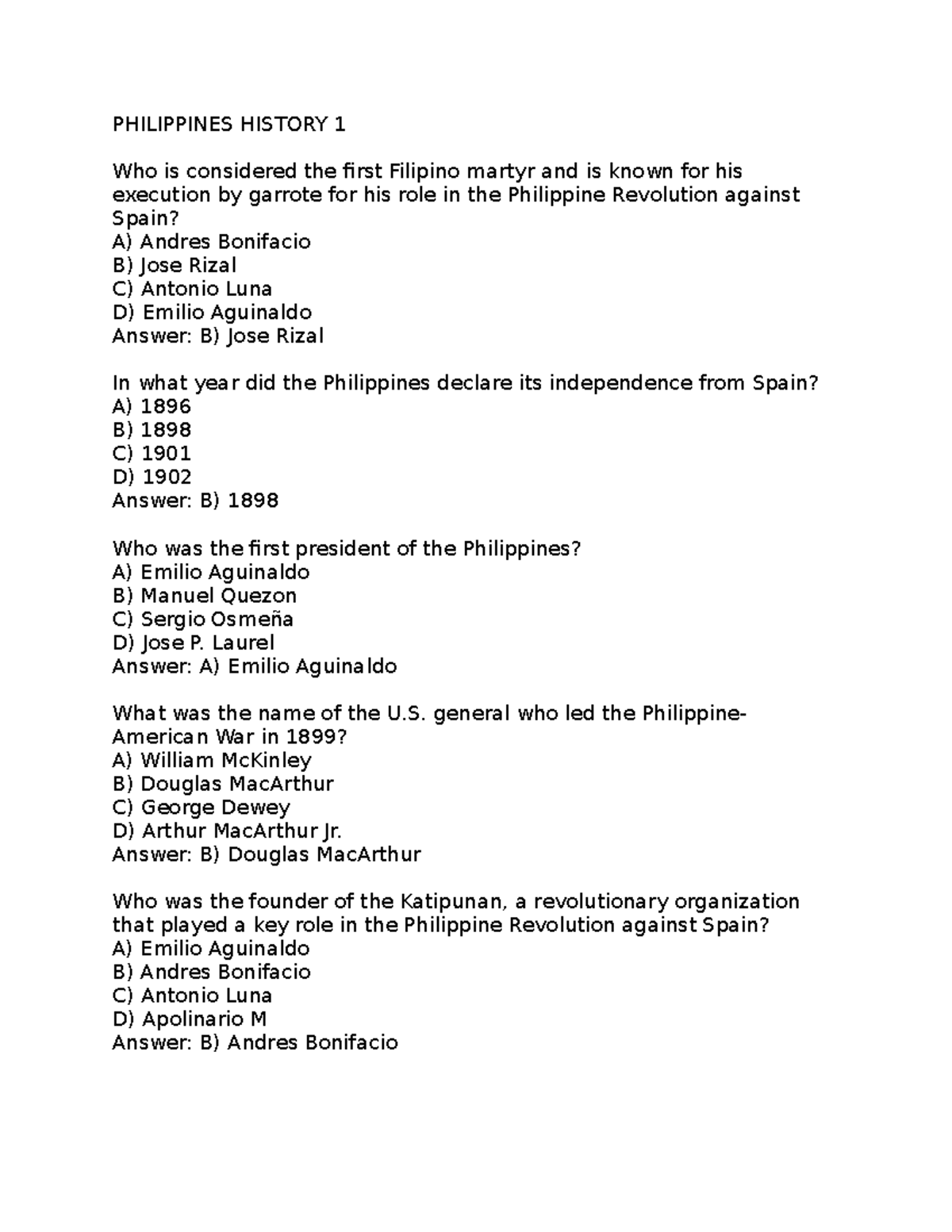 Philippines History 1 - QUIZ - PHILIPPINES HISTORY 1 Who is considered ...