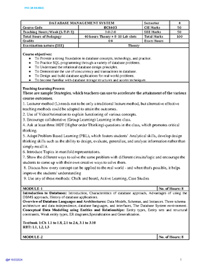 DBMS Syllabus & Course Structure (BCS403) for Semester 4 - Studocu