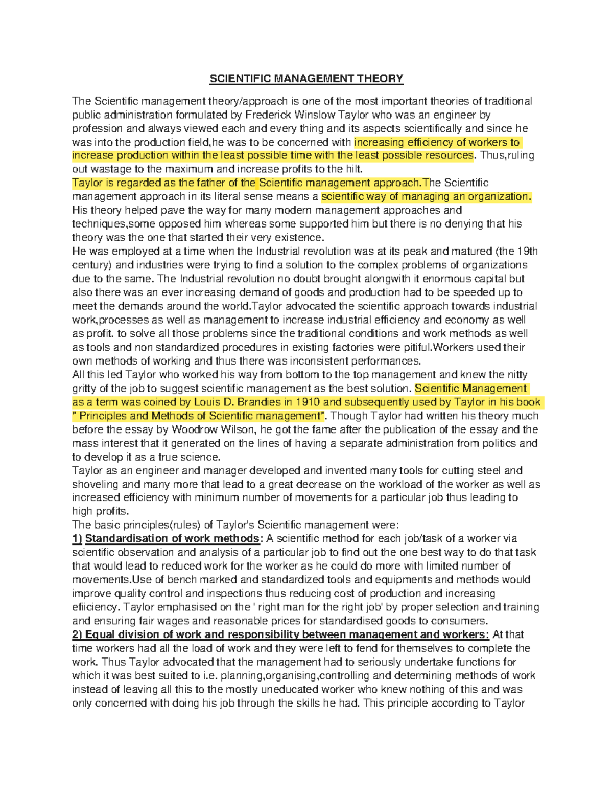 Scientific Management Theory - SCIENTIFIC MANAGEMENT THEORY The ...