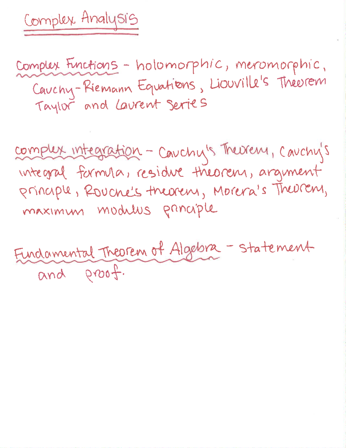 Complex Analysis (MATH 301) Handwritten Lecture Notes and Theorems ...
