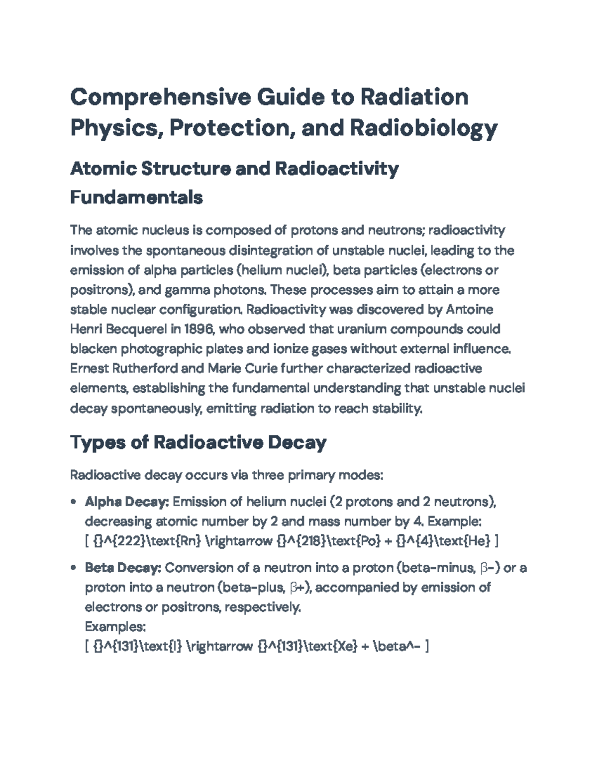 Radiation Physics & Protection: A Comprehensive Study Guide (Course ...