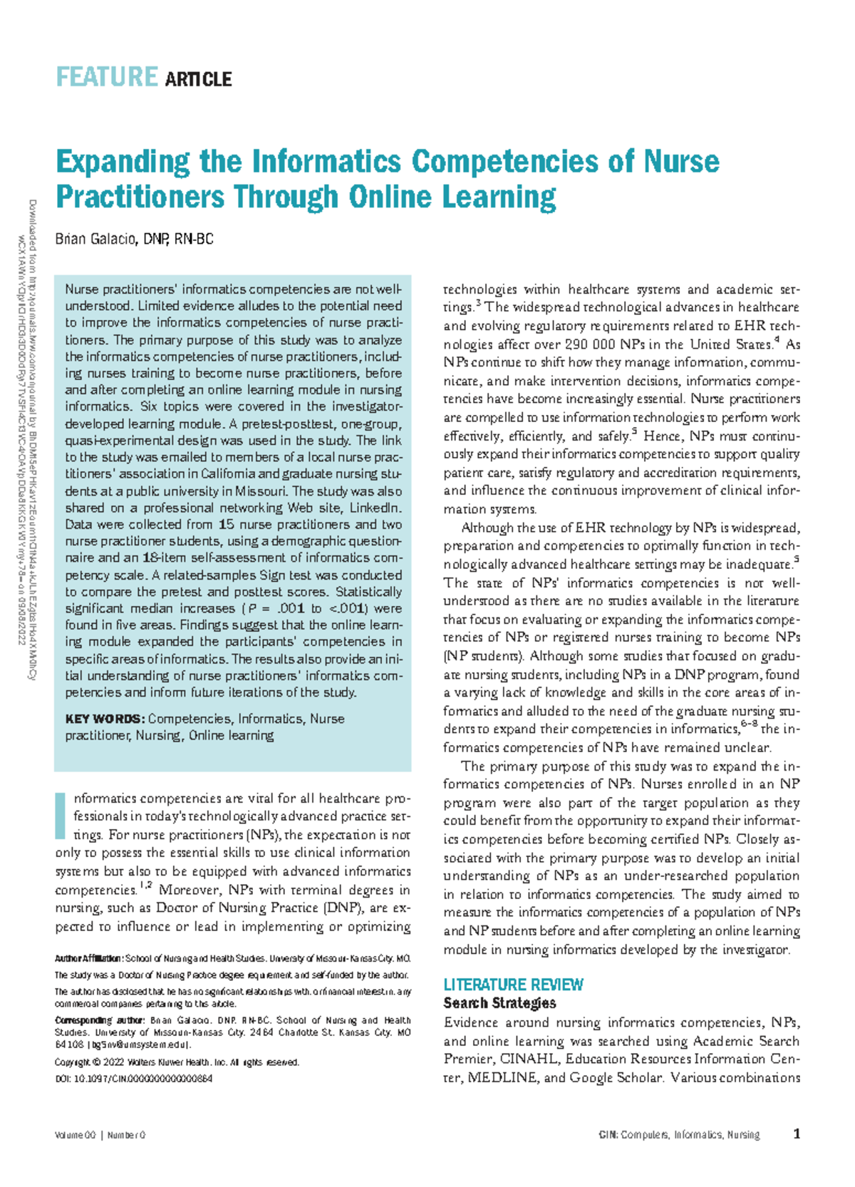 Expanding Informatics Competencies of Nurse Practitioners: A Study on ...
