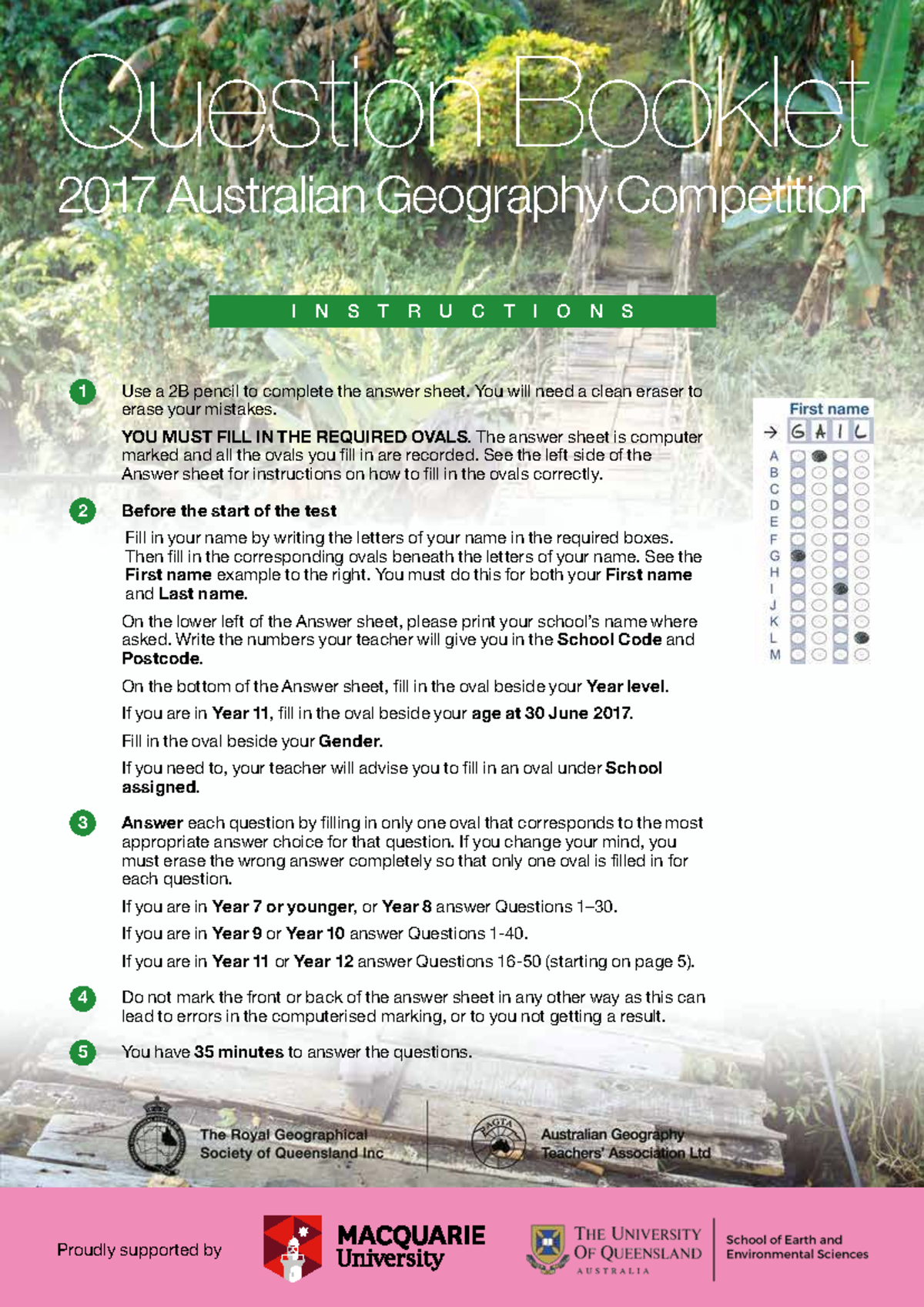 AGC Practice Booklet 2017: Australian Geography Competition - Studocu