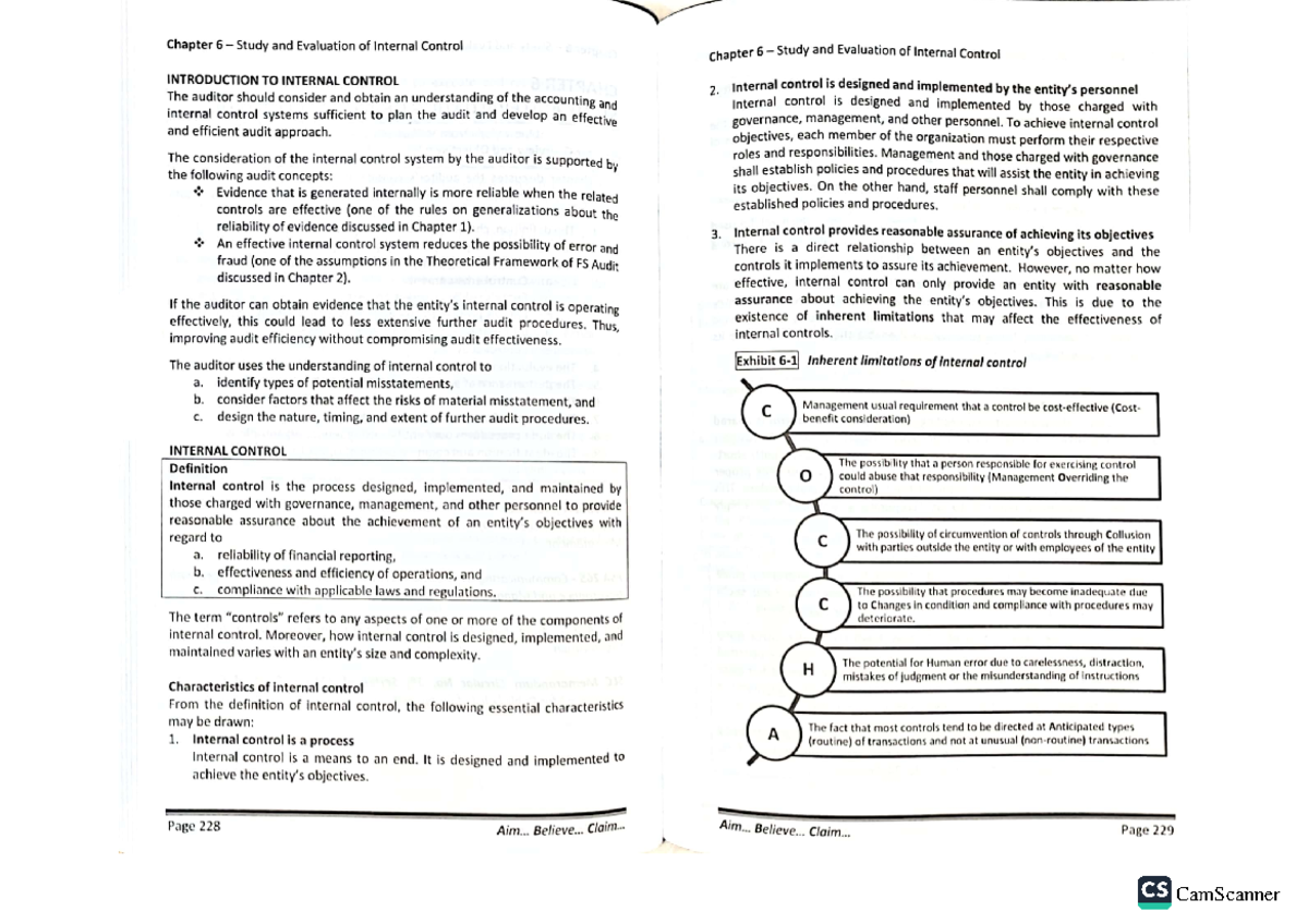 CS 6 - Internal Control Study and Evaluation: Understanding Risks and ...