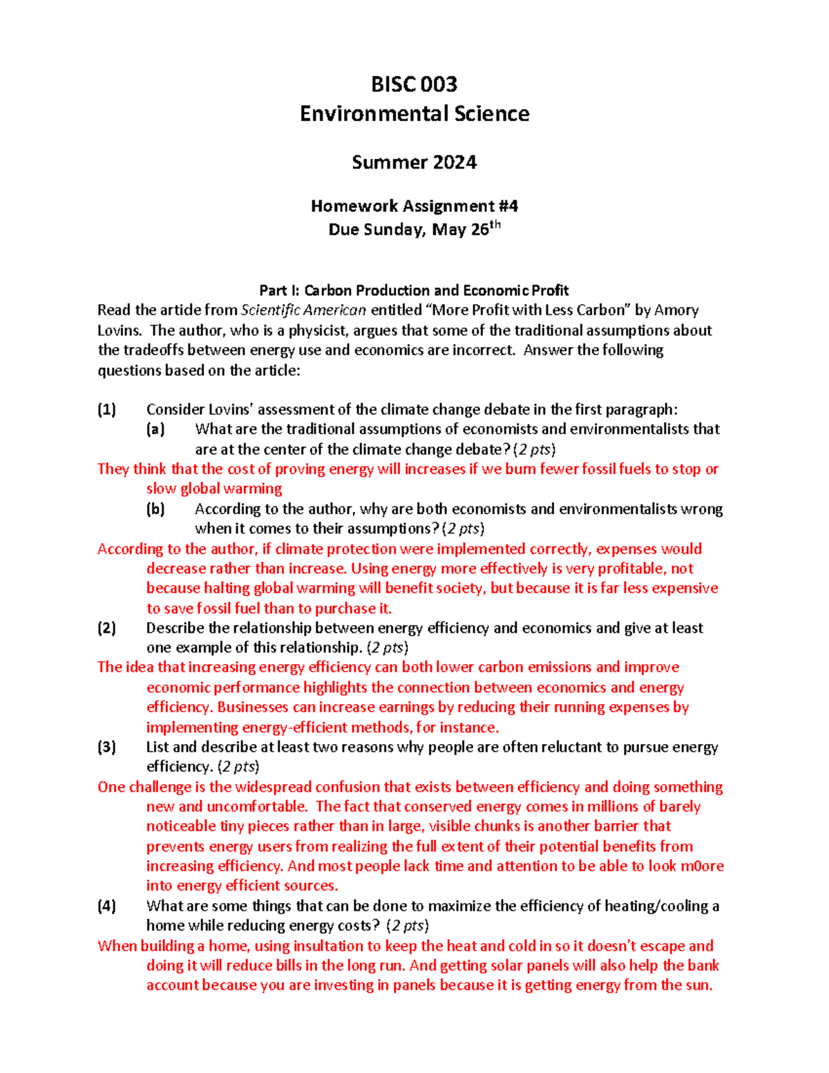 BISC 003 Environmental Science - Homework Assignment #4 - Studocu