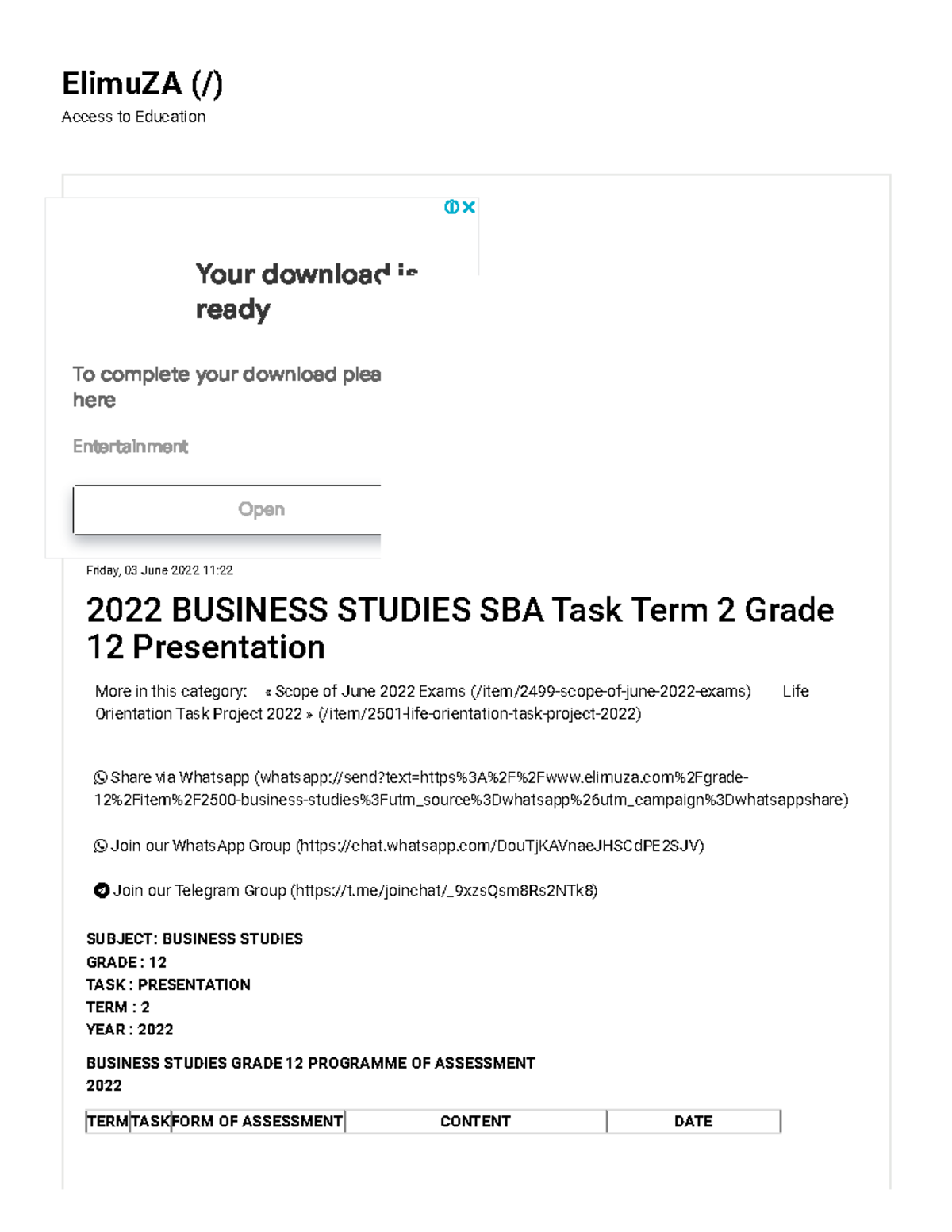 2022 Business Studies Grade 12 SBA Term 2 Presentation - Studocu