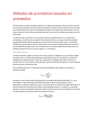 Técnicas de pronostico - Técnicas de pronostico Técnicas de pronósticos para datos con una ...