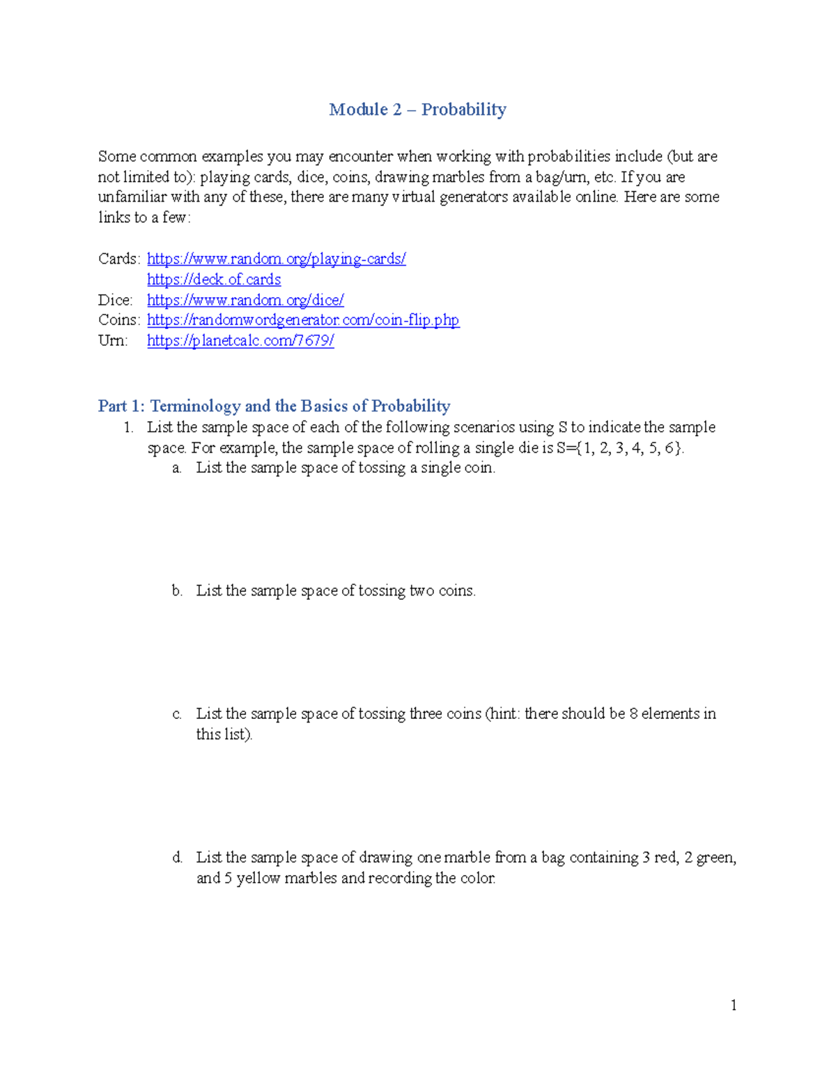 Probability and Statistics: Concepts, Examples, and Exercises (Module 2) - Studocu